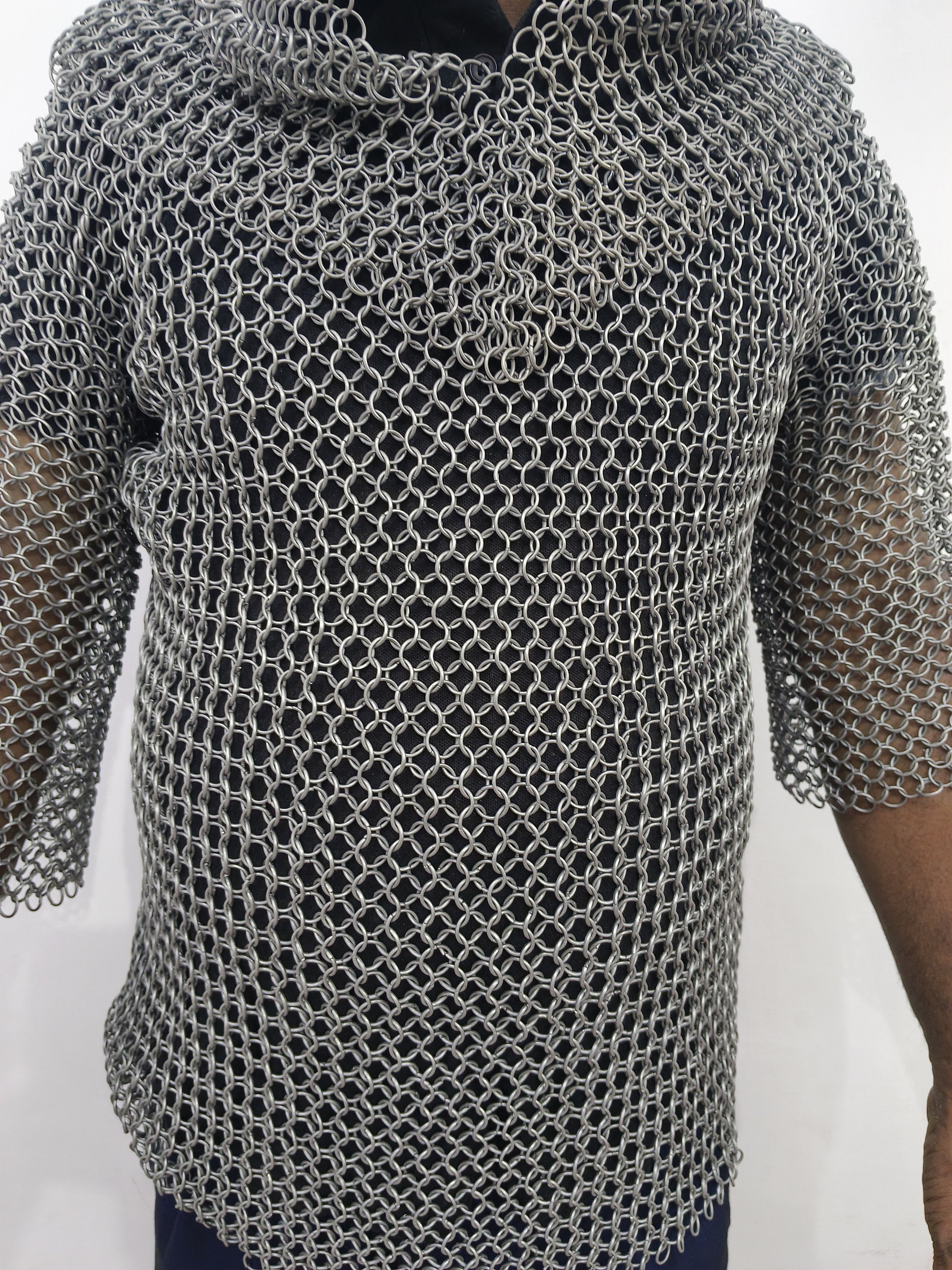 Chain Mail Handmade Aluminum Chainmail Haubergeon + Coif Set: Medieval ...