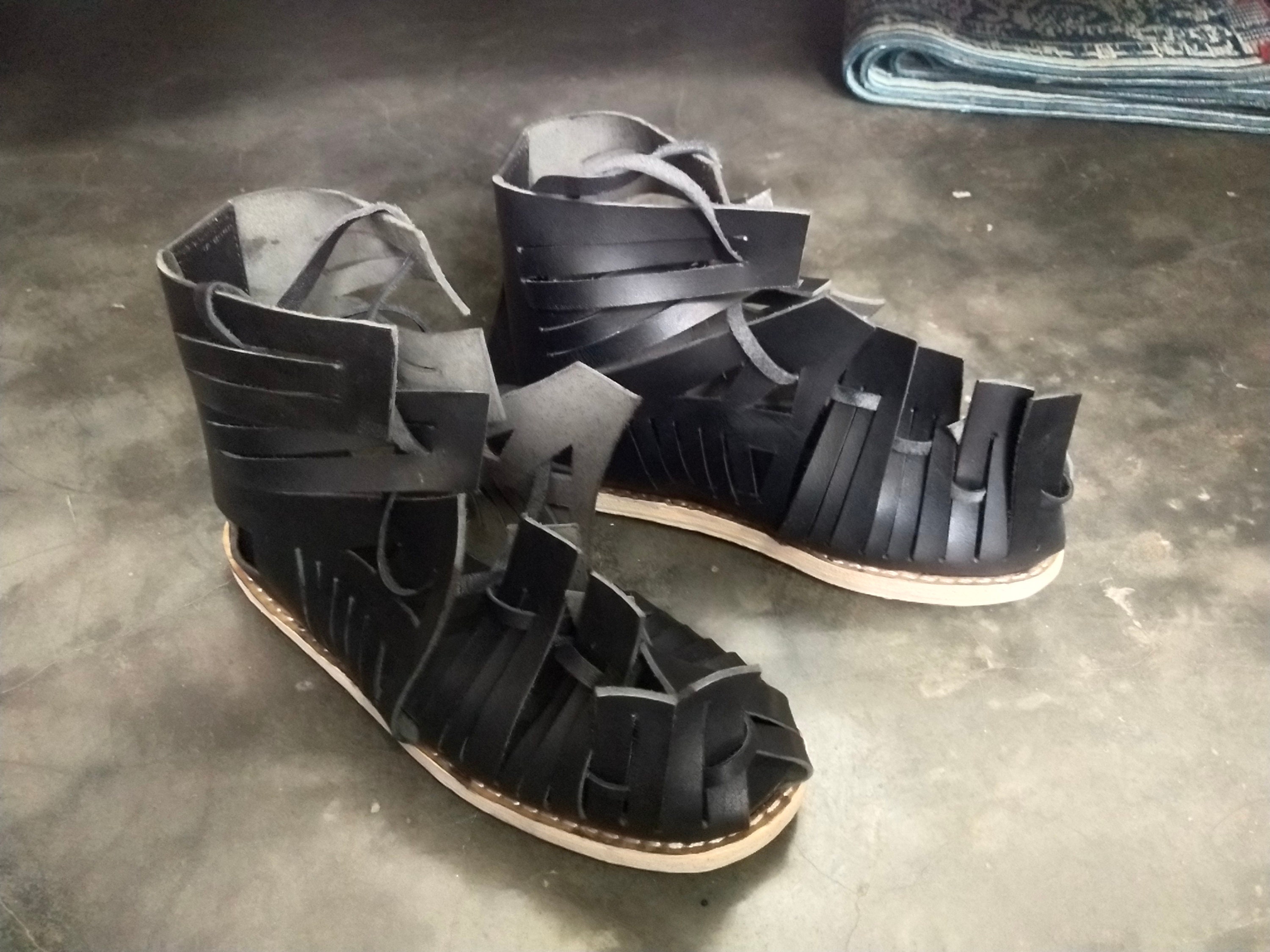 Medieval Black Roman Sandals for Medieval Costumes,roman Gladiator ...