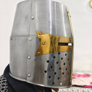 Medieval Knight Templar Crusader Bucket Helmet Fully Functional ...