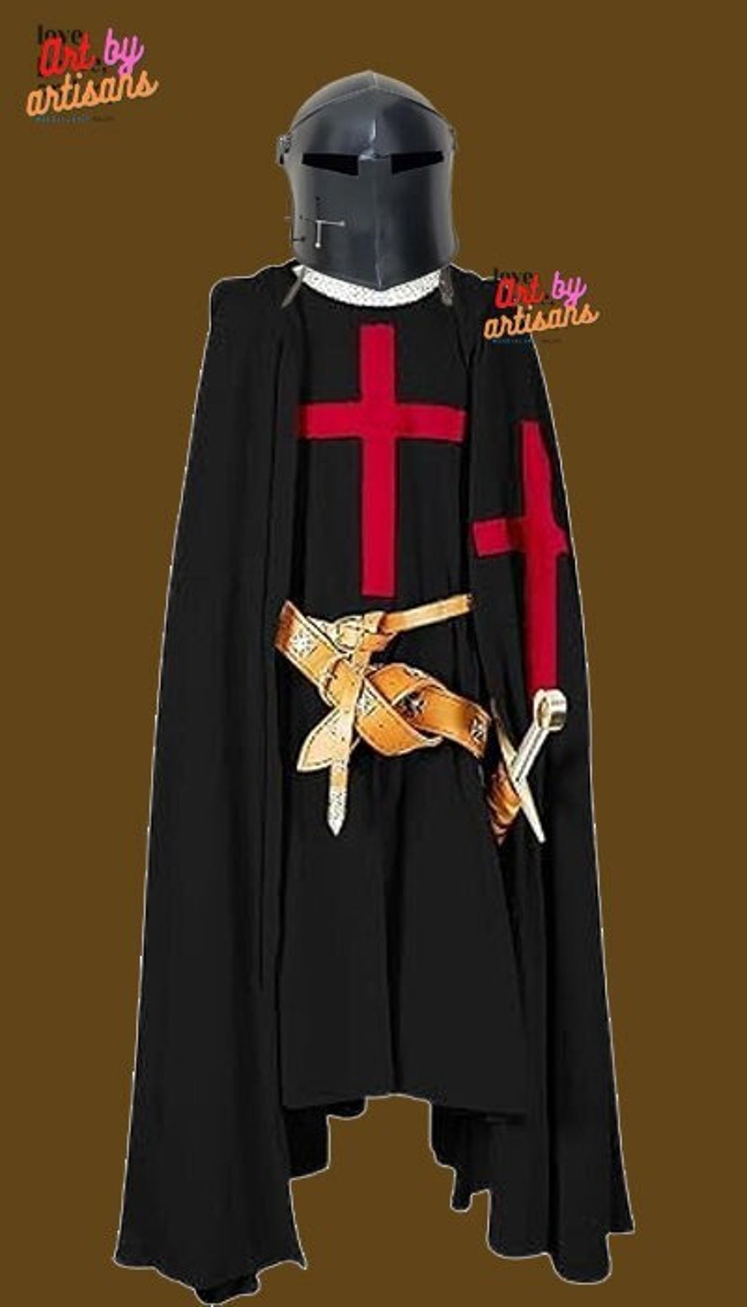 Medieval Templar Knights Halloween Costume Hooded Cap Cloak/tunic ...