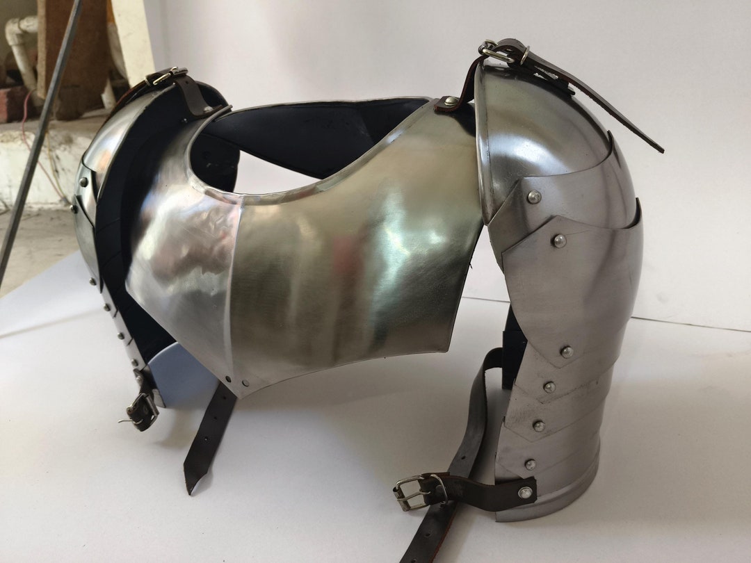 Handcrafted Medieval Knight Metal Pauldron Spaulders + Neck Plate Gorget Costume Set - Etsy