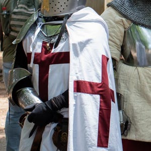 Medieval Knights Templar Surcoat Hooded Cape Cloak/tunic Costume ...