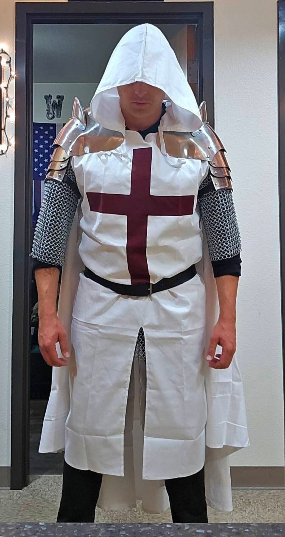 Medieval Knights Templar Surcoat Hooded Cap Cloak/tunic Fantasy ...