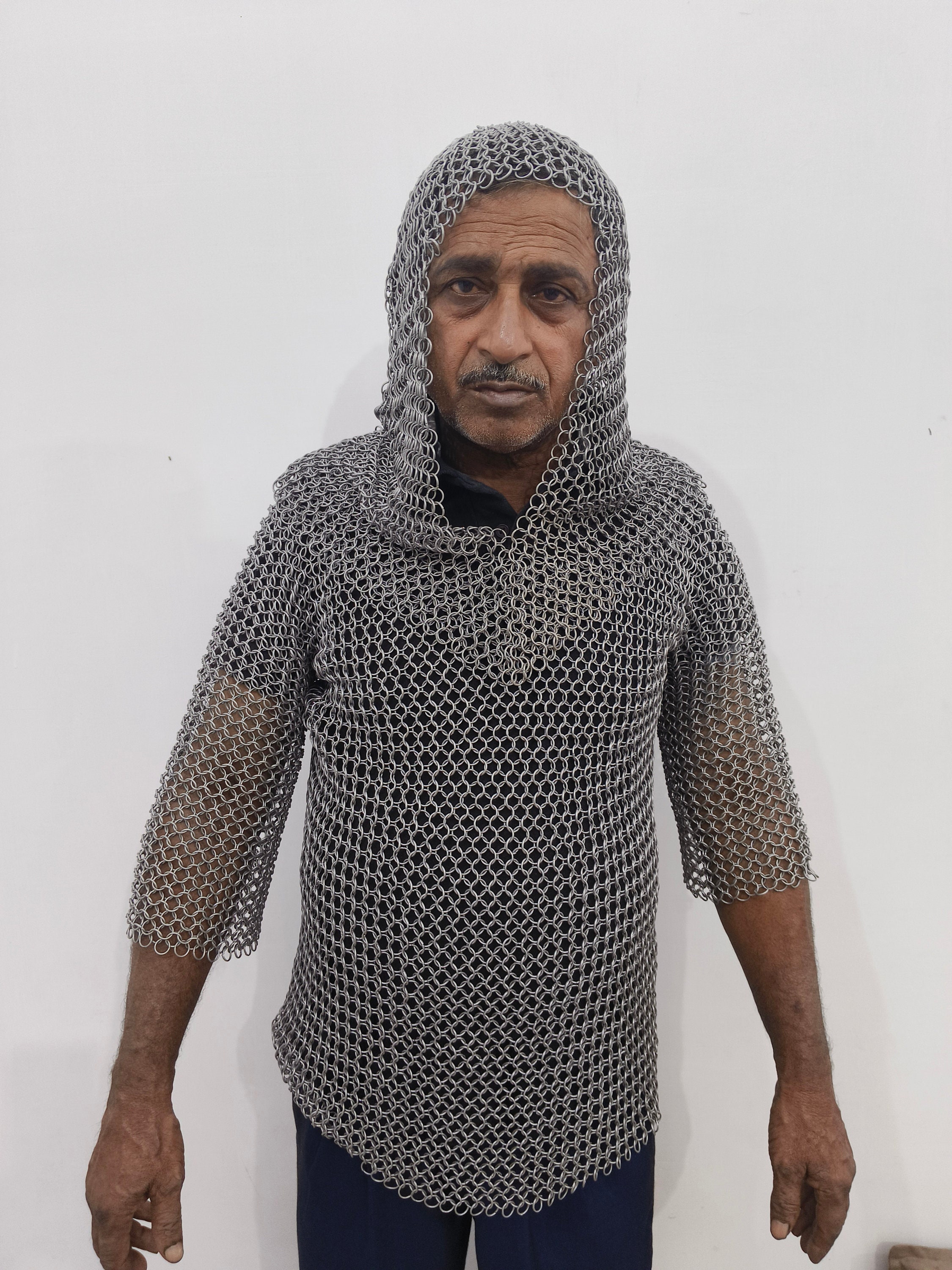 Chain Mail Handmade Aluminum Chainmail Haubergeon + Coif Set: Medieval ...