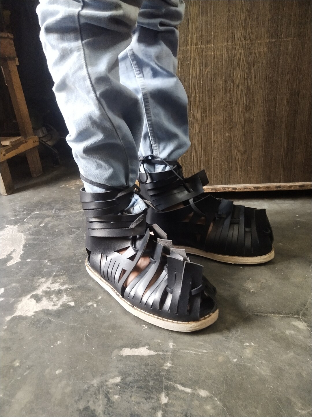 Medieval Black Roman Sandals for Medieval Costumes,roman Gladiator ...