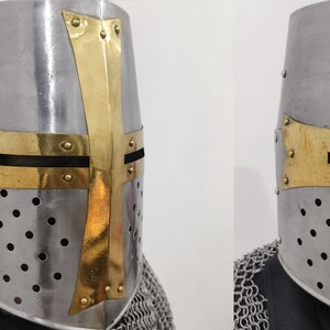 Medieval Knight Templar Crusader Bucket Helmet Fully Functional ...