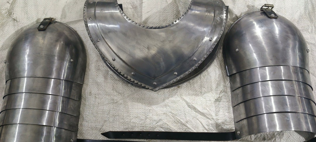 Medieval Armour Iron Neck Plate Gorget With Pauldron Spaulders Arm ...