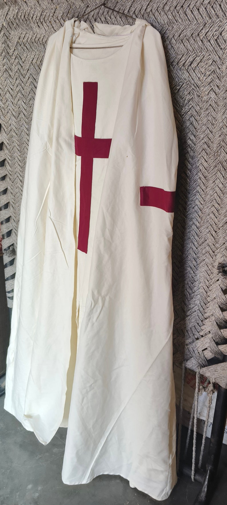 Medieval Knight Templar Surcoat Hooded Cloak Cape Crusader Tunic ...