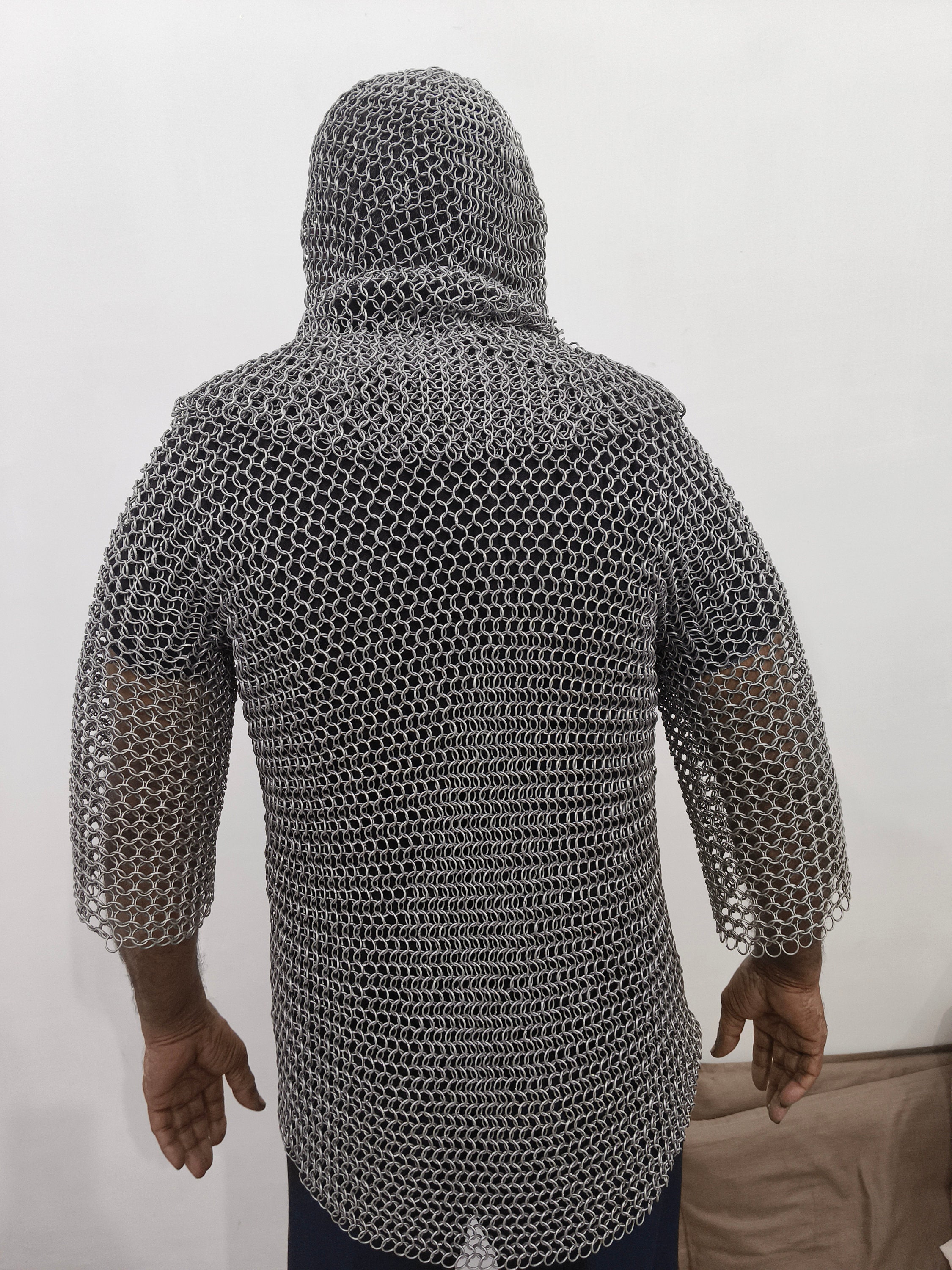 Chain Mail Handmade Aluminum Chainmail Haubergeon + Coif Set: Medieval ...