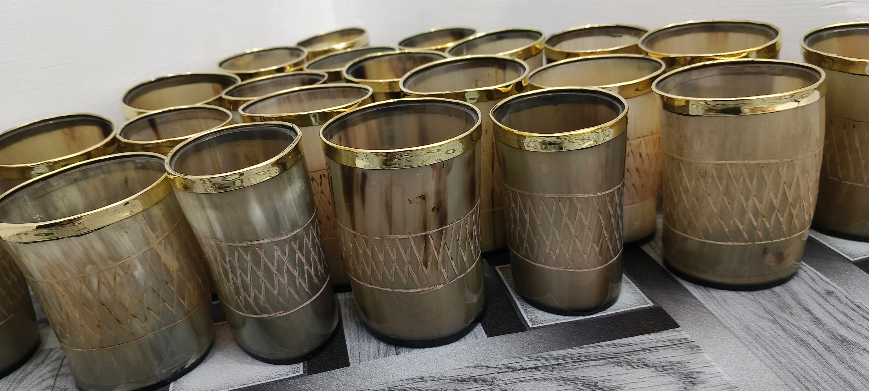 Drinking Horn Shot Set Natural Polished Horn Shot Glass With Brass Trim ...
