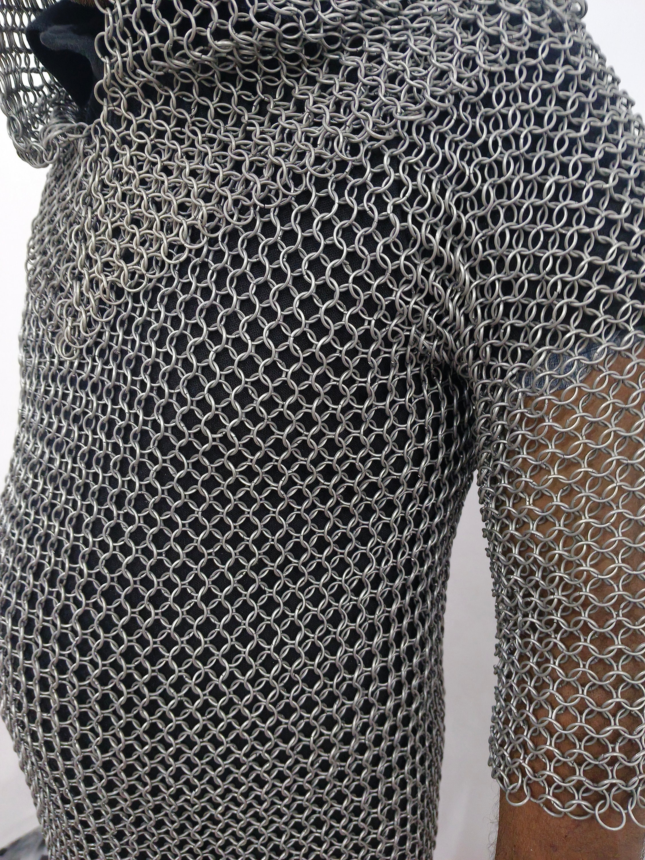 Chain Mail Handmade Aluminum Chainmail Haubergeon + Coif Set: Medieval ...