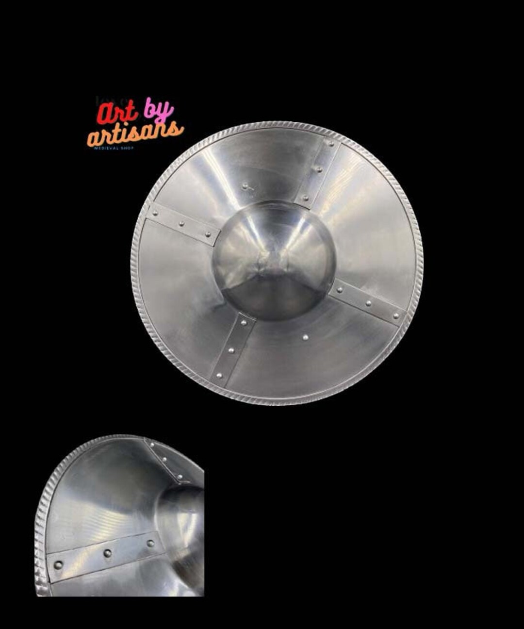 Round Shield Medieval Knight Armor Adult Buckler Steel Fully Functional Shield Fantasy Cosplay ...