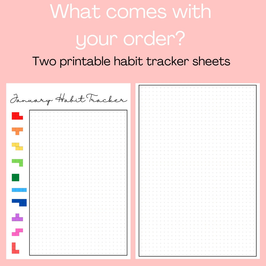 October Habit Tracker A4, Printable Digital Product, Tetris, Monthly ...