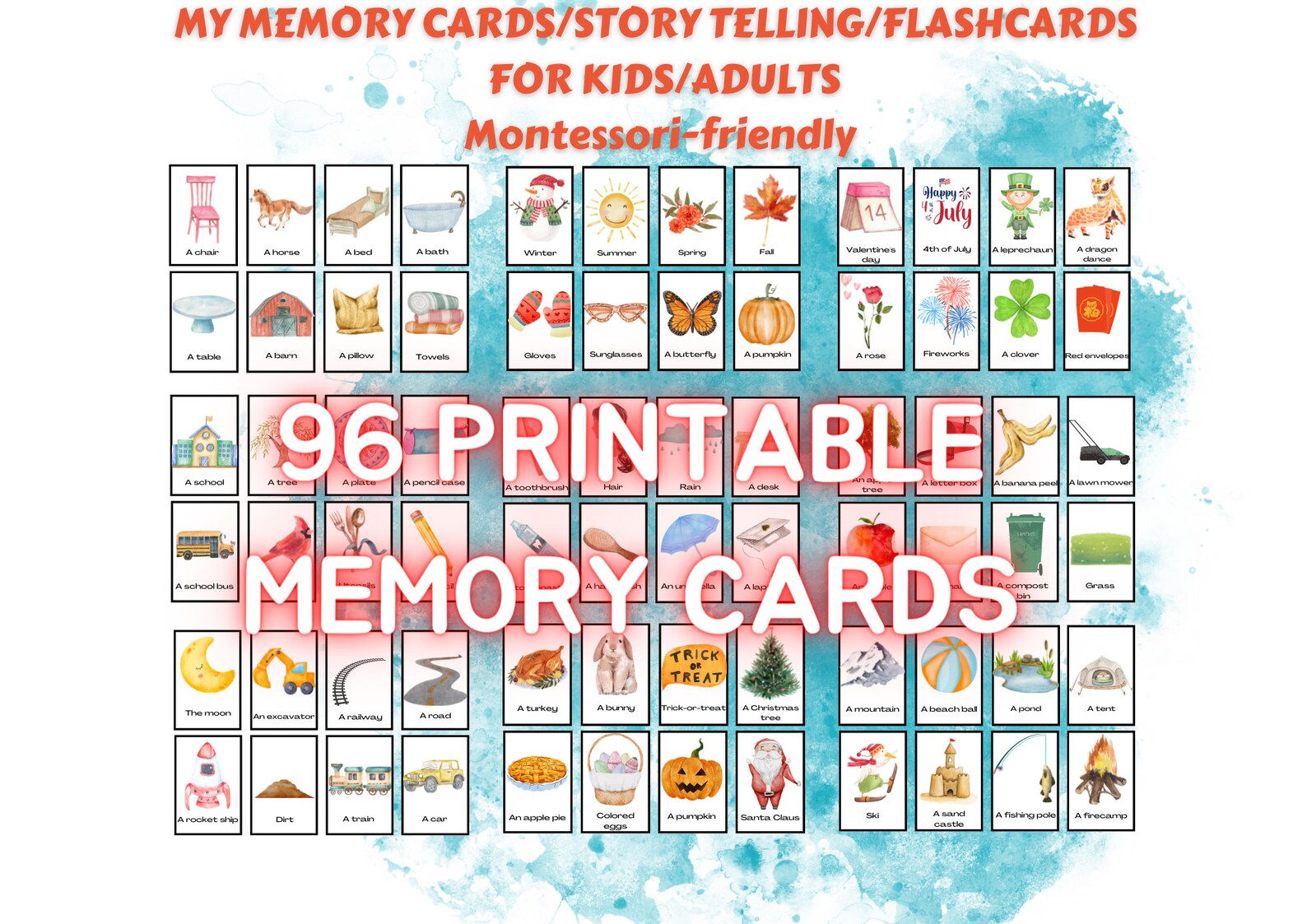 96 Flashcards Linking Memory Game, Memory Game, Story Telling. Shichida ...