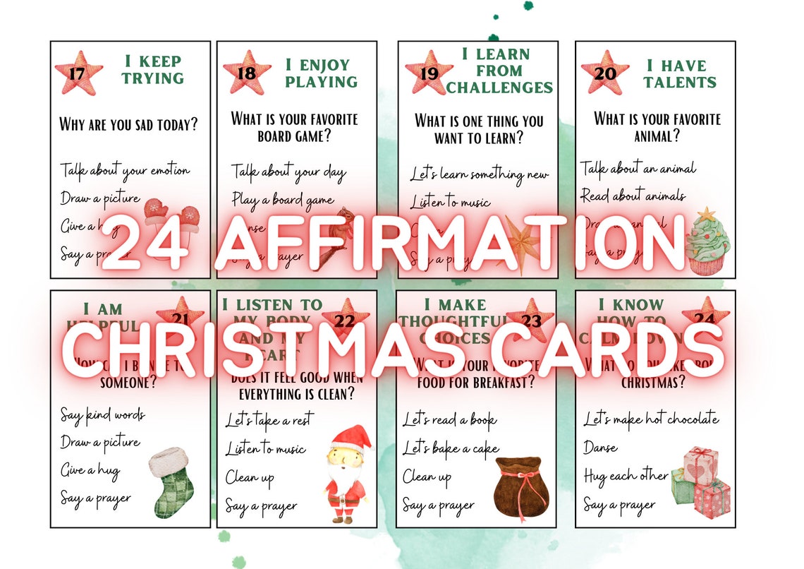 24 Printable Christmas Affirmation Cards : Advent Calendar Activity ...