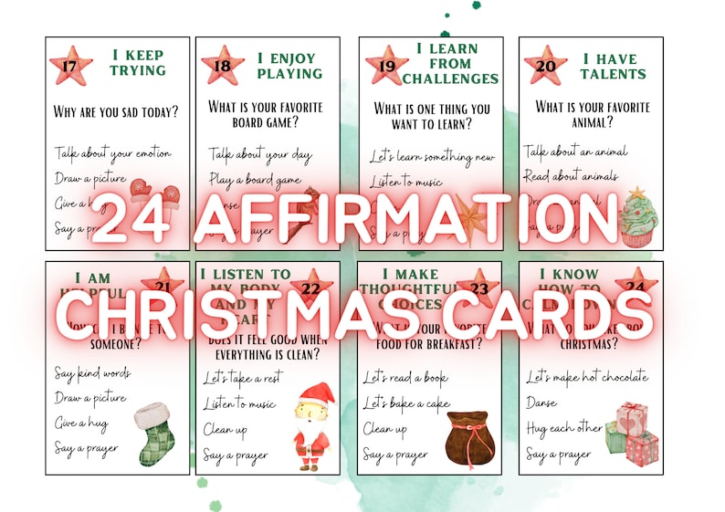 24 Printable Christmas Affirmation Cards : Advent Calendar Activity ...