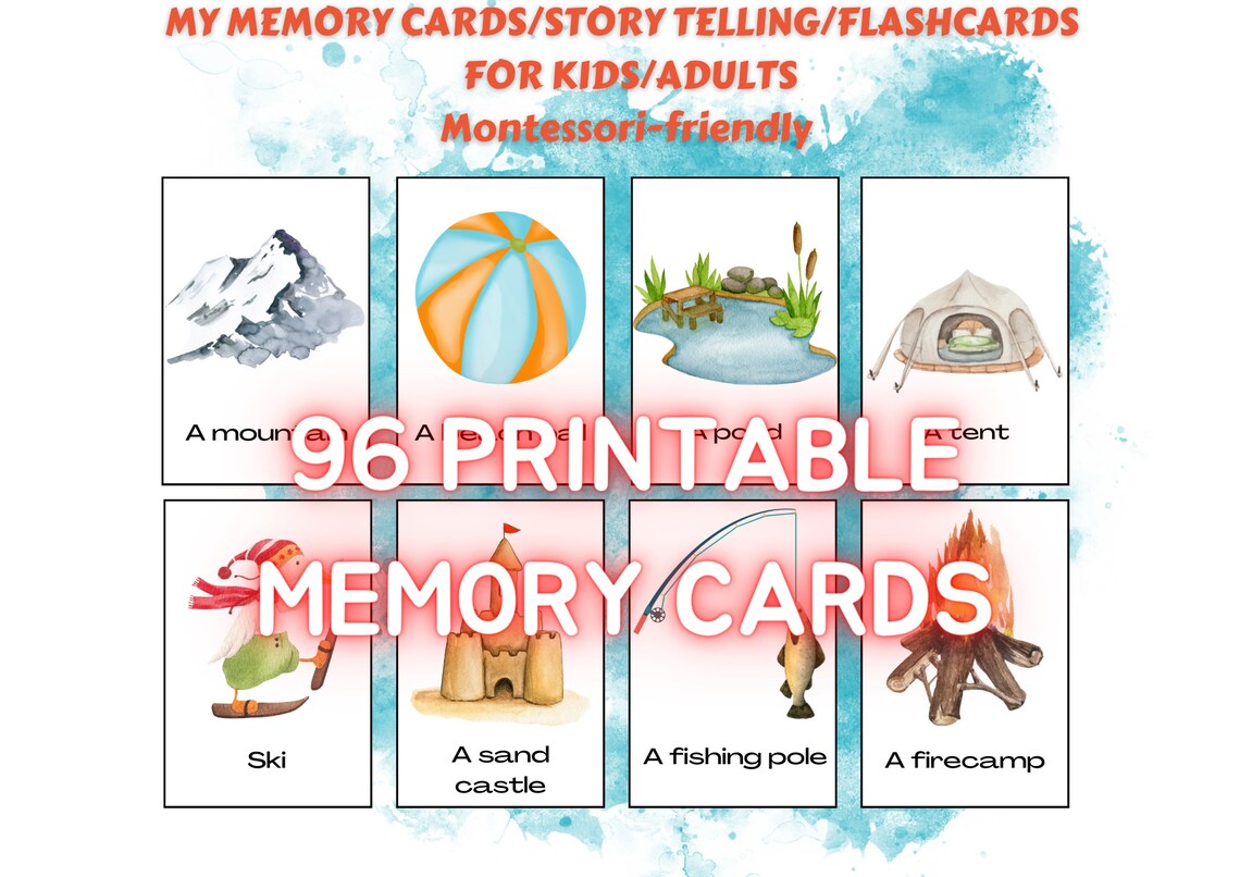 96 Flashcards Linking Memory Game, Memory Game, Story Telling. Shichida ...