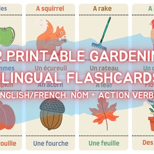 Gardening Flashcards With Action Verbs, Montessori Educational ...