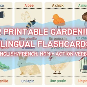 Gardening Flashcards With Action Verbs, Montessori Educational ...