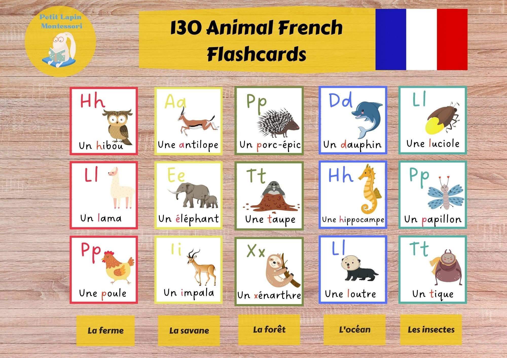 130 Animal Flashcards IN FRENCH: Learn About the Animals From the Farm ...