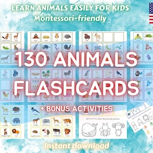 130 Animals Printable Flashcards for Children: Forest, Bugs, Ocean ...