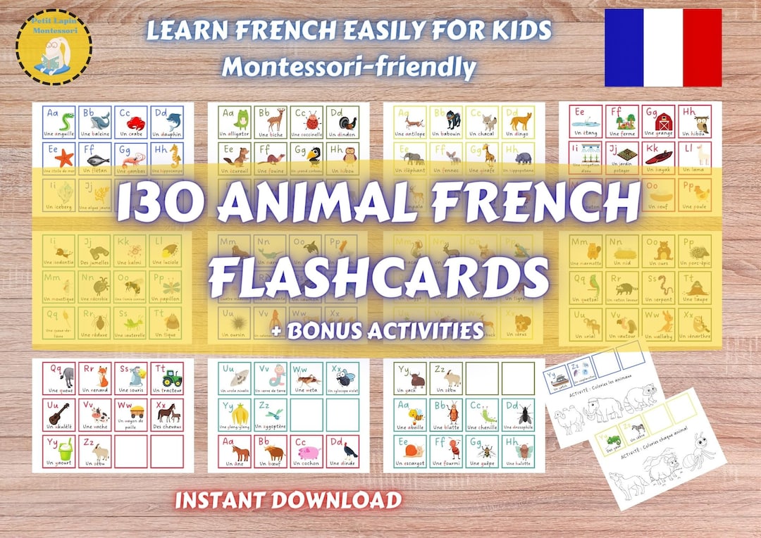 130 Animal Flashcards IN FRENCH: Learn About the Animals From the Farm ...
