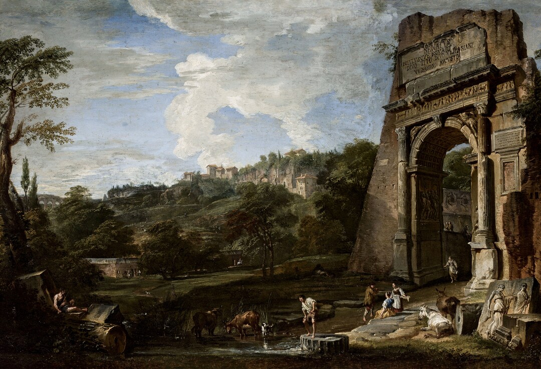 Giovanni Paolo Panini Landscape With the Arch of Titus 1750 Canvas ...