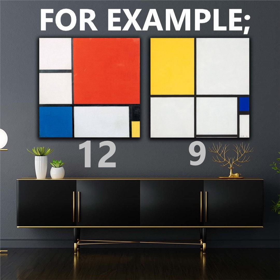 Custom Set of 2 Piet Mondrian Canvas,create Your Own Set by Choosing 2 ...