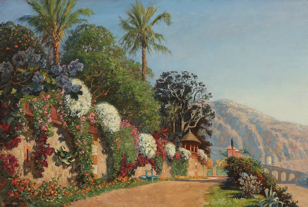 Viggo Langer View From Menton With Flowers on a Wall 1927 Canvas Print ...