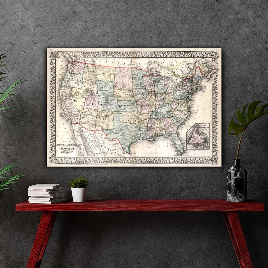 Geographicus Mitchell Map of the United States 1867 Canvas Print Wall ...