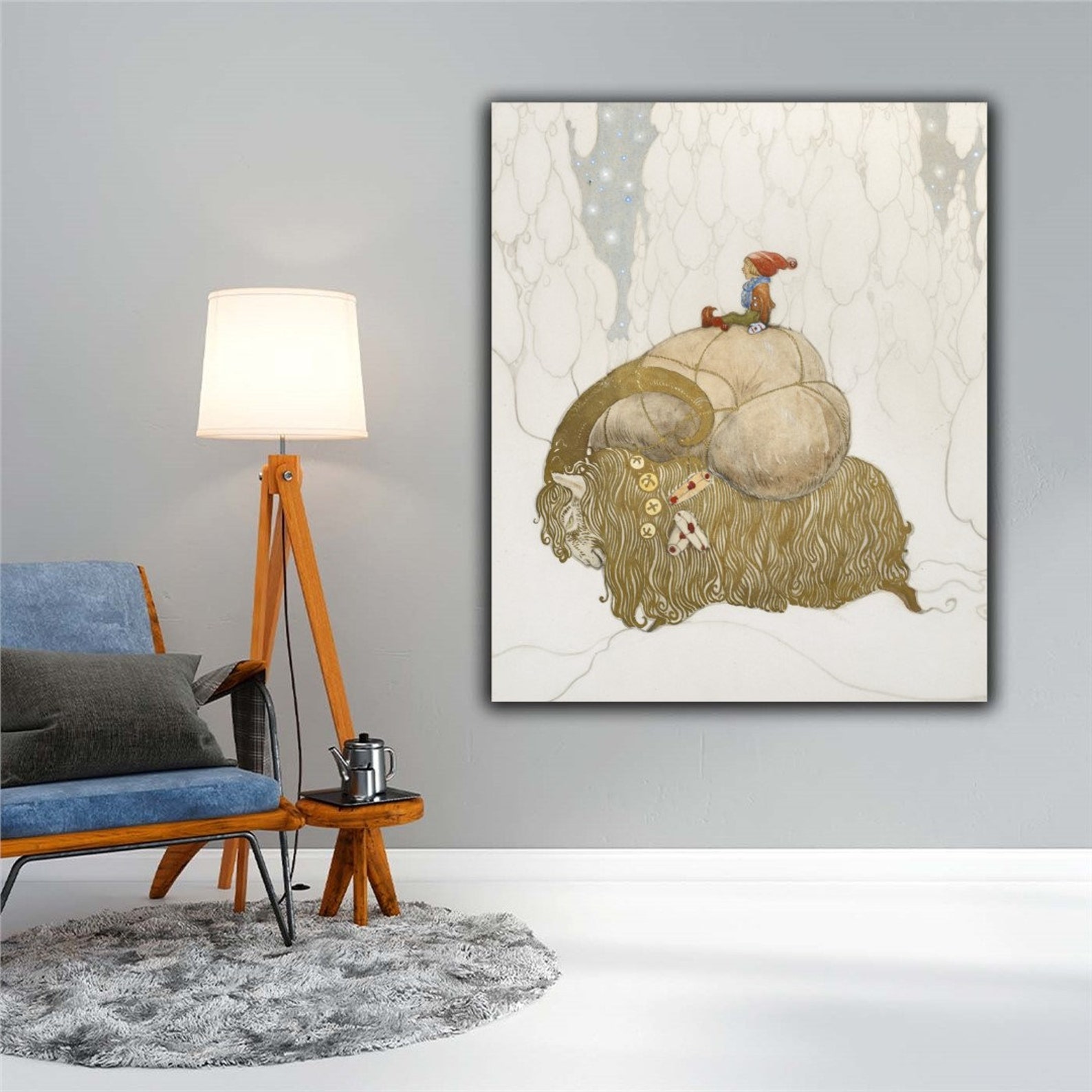 John Bauer Julbocken 1912 Canvas Print Wall Artjohn Bauer - Etsy
