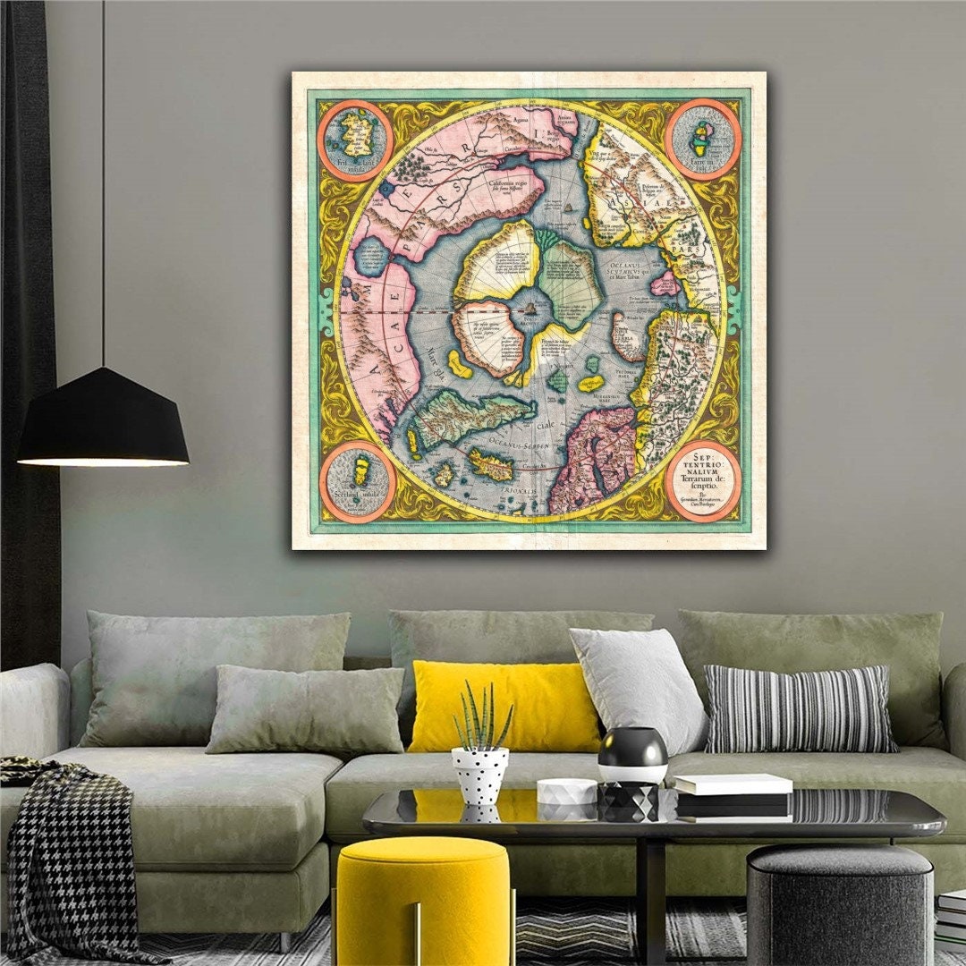 Geographicus Mercator Hondius Map of the Arctic 1606 Canvas Print Wall ...
