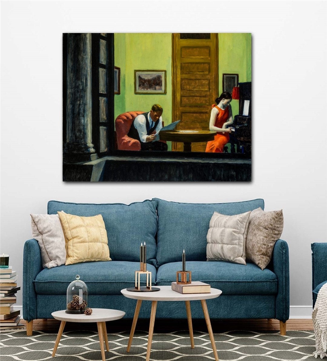 Edward Hopper Room in New York 1932 Canvas Print Wall Art,hopper Poster ...