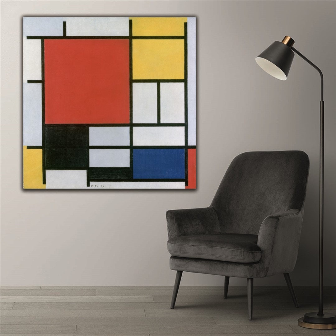 Piet Mondrian Composition Red Yellow Blue and Black Canvas Print Wall ...