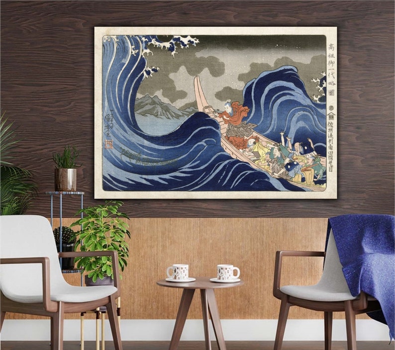 Utagawa Kuniyoshi Nichiren Bezweert De Golven Bij Kakuda Tijdens Zijn ...