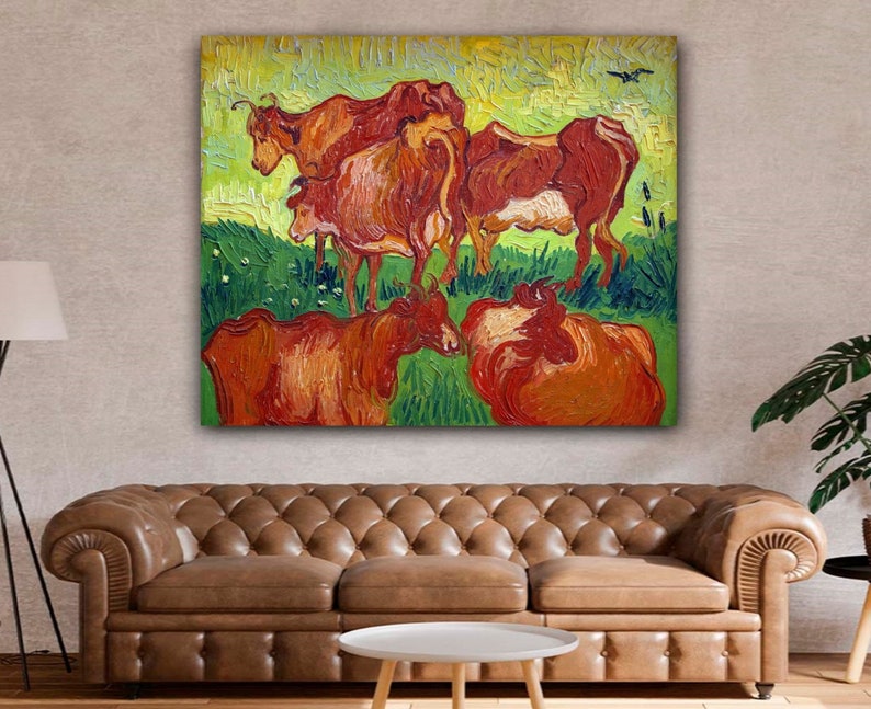 Van Gogh Cows After Jordaens 1890 Canvas Print Wall Art,van Gogh Poster ...