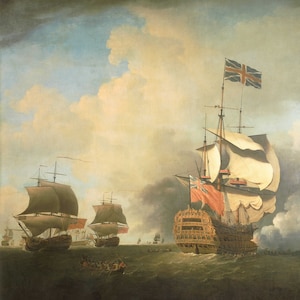 Samuel Scott A First-rate Shortening Sail 1736 Canvas Print Wall Art ...