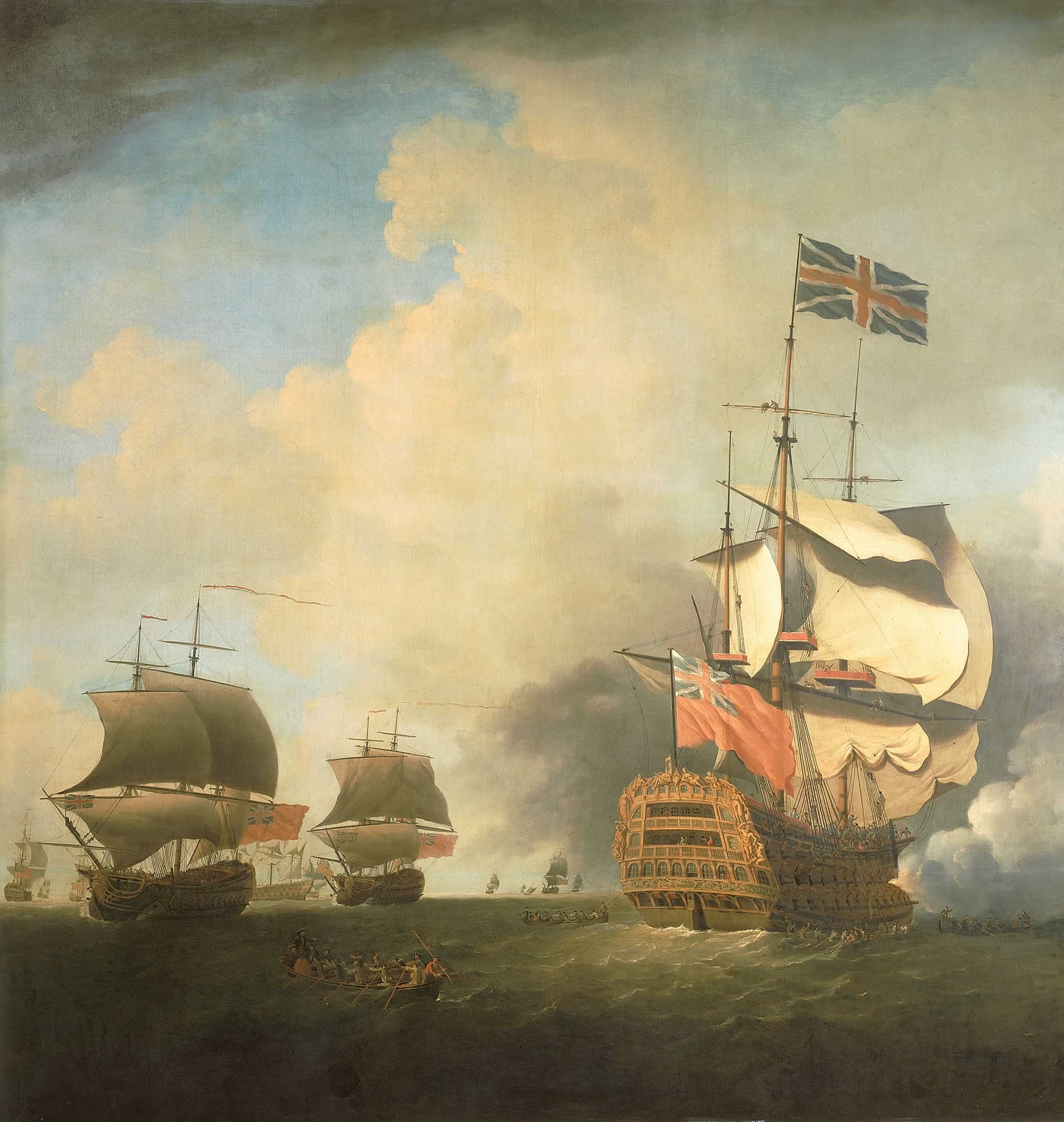Samuel Scott A First-rate Shortening Sail 1736 Canvas Print Wall Art ...