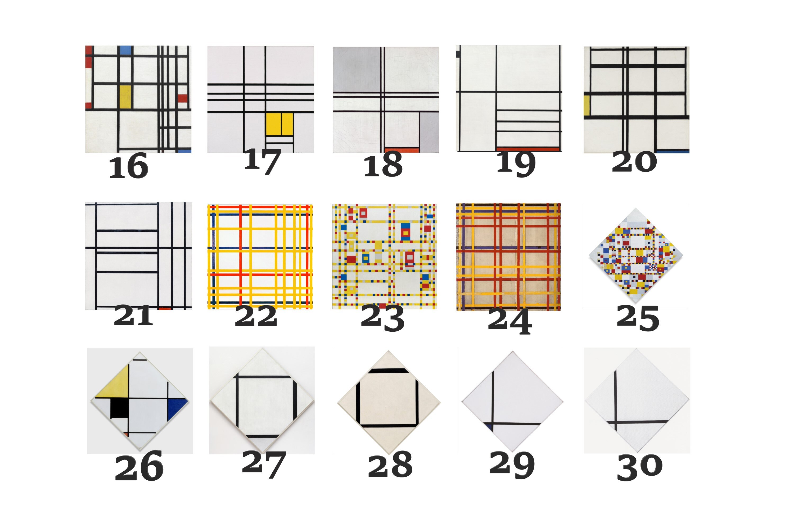 Custom Set of 2 Piet Mondrian Canvas,create Your Own Set by Choosing 2 of Mondrian's 45 Artworks ...