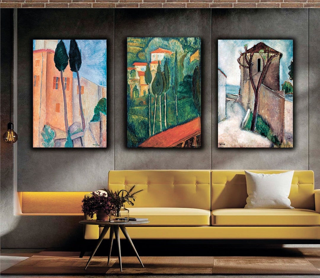 Set of 3 Amedeo Modigliani Landscape Canvas Print Wall Art,tree and ...