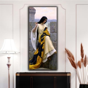 Edmund Leighton Stitching the Standard 1911 Canvas Print Wall Art ...