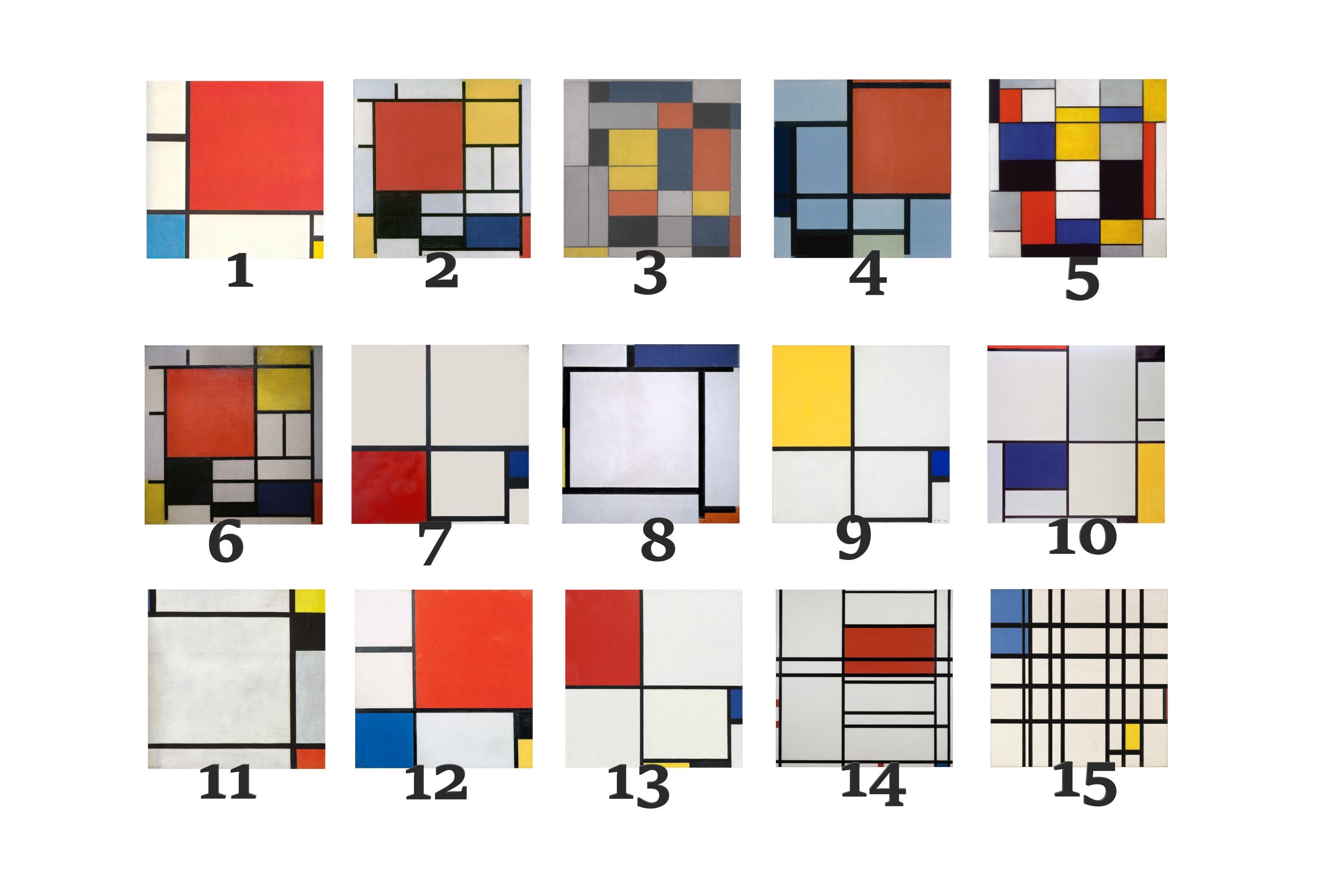 Custom Set of 2 Piet Mondrian Canvas,create Your Own Set by Choosing 2 ...