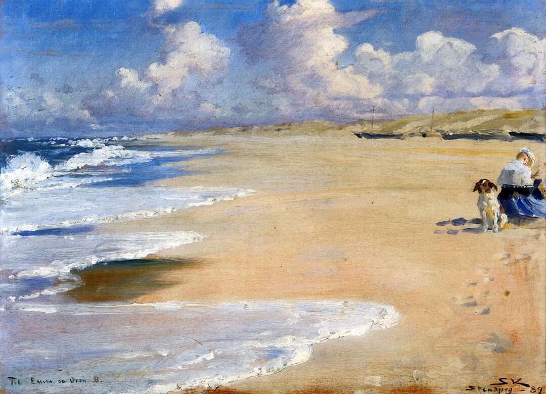 Peder Severin Krøyer Marie Krøyer Maler På Stenbjerg Strand 1889 Canvas ...