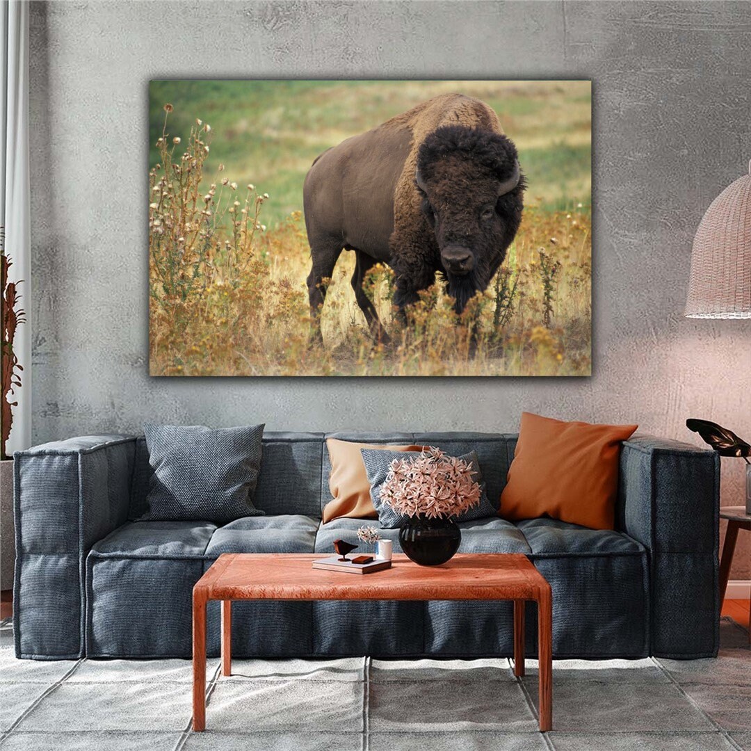 American Bison Canvas Print Wall Art,bison Poster,bison Painting,bison ...