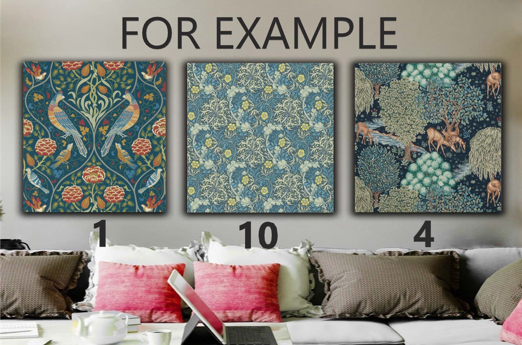 Custom Set of 3 William Morris Canvas,create Your Own Set by Choosing 3 ...