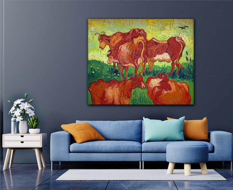 Van Gogh Cows After Jordaens 1890 Canvas Print Wall Art,van Gogh Poster ...