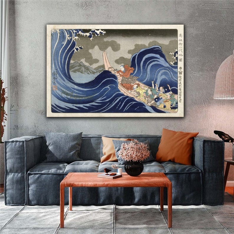 Utagawa Kuniyoshi Nichiren Bezweert De Golven Bij Kakuda Tijdens Zijn ...