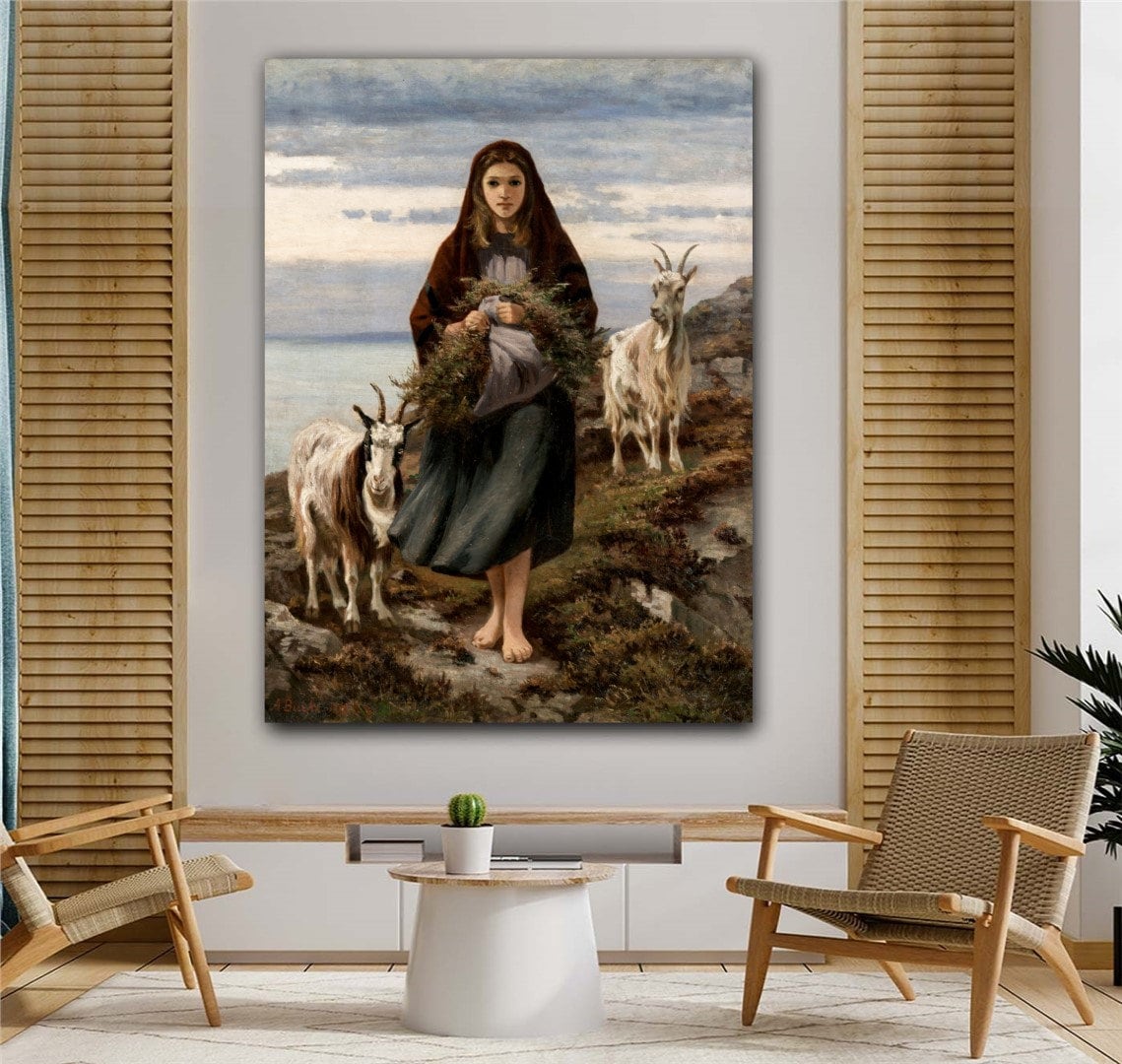 Augustus Nicholas Burke A Connemara Girl 19th Century Canvas Print Wall ...