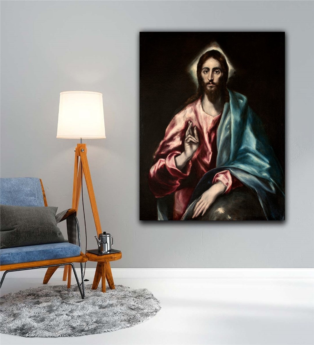 El Greco Christ as Saviour 1610 Canvas Print Wall Art,el Greco Poster ...