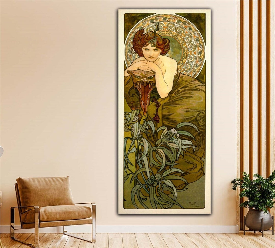 Alphonse Mucha the Precious Stones Emerald Canvas Print Wall Art,mucha ...
